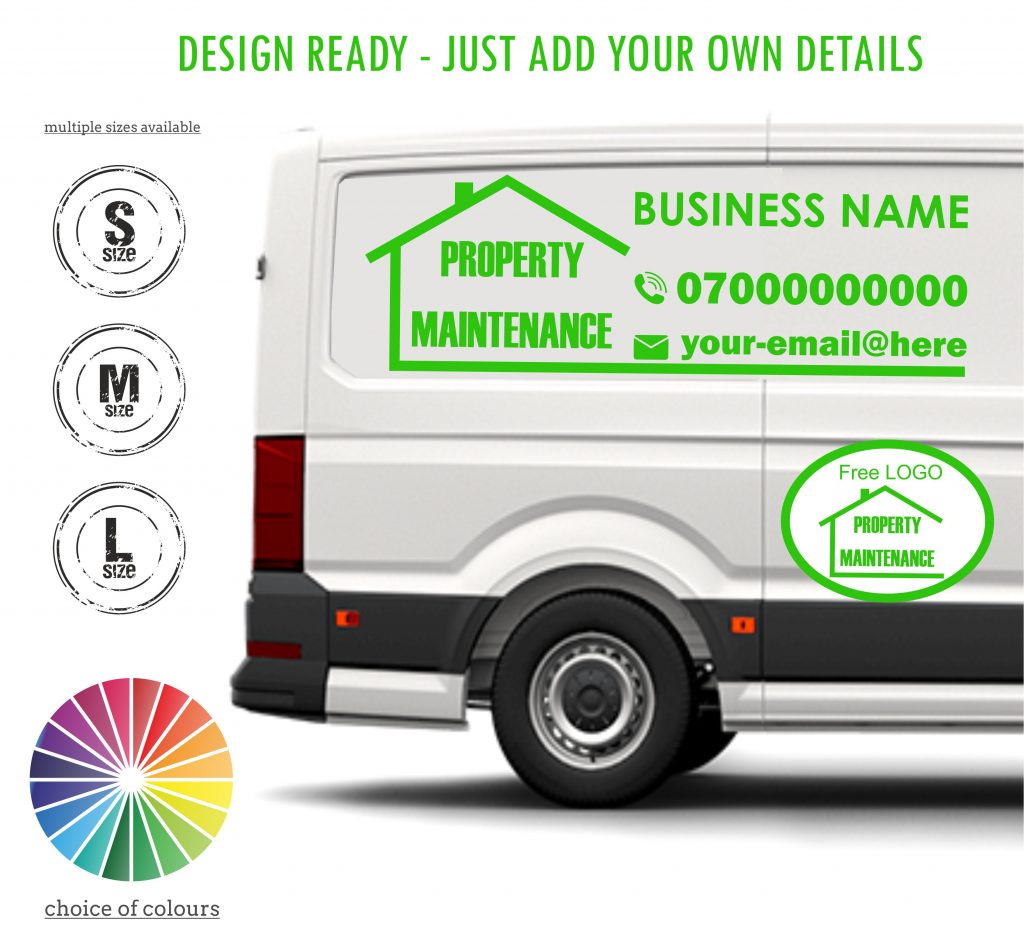 Custom Self-Adhesive Vinyl Sticker Decal "PROPERTY MAINTENANCE ...