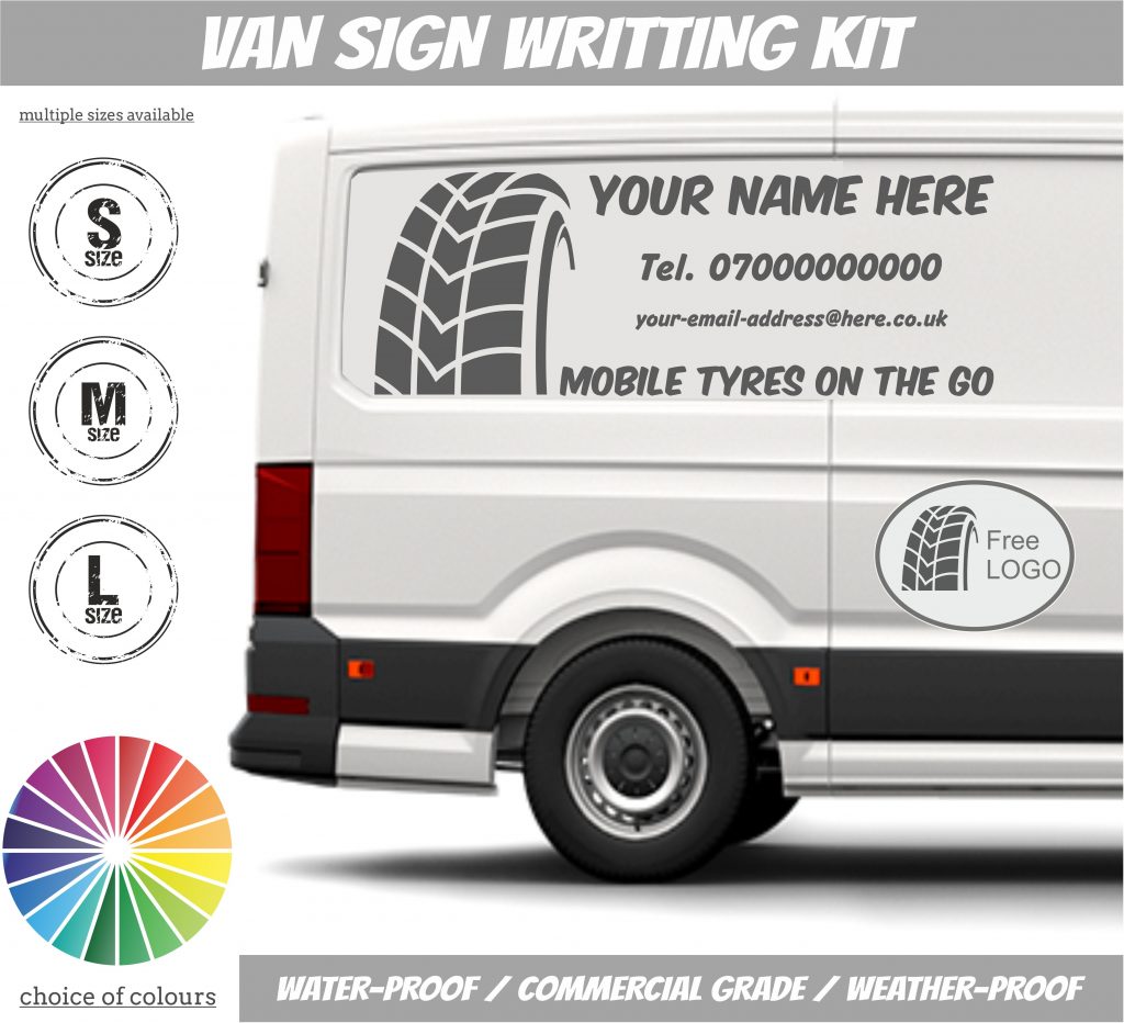 Custom Self-Adhesive Vinyl Sticker Decal "MOBILE TYRES ON THE GO ...